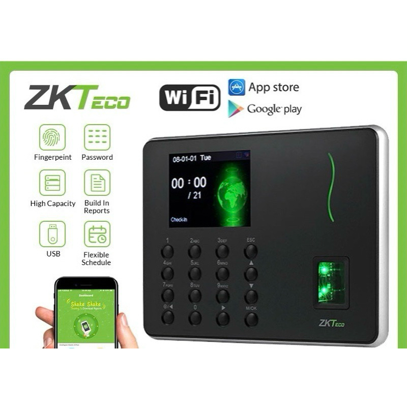 ZKTeco Fingerprint Attendance Machine Biometric Time Recorder Time Clock Time Attendance Punch ...
