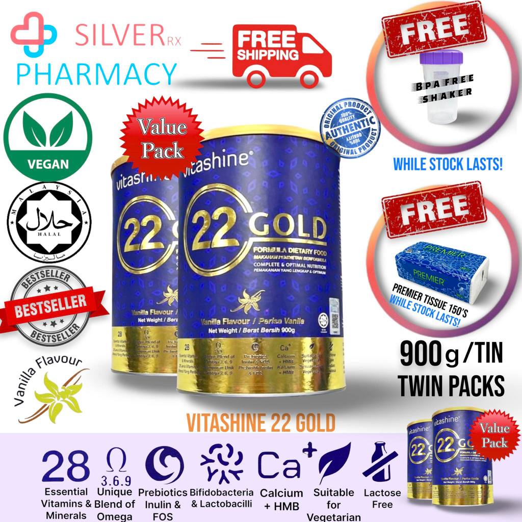 [Exp 03/01/2026] Vitashine 22 Gold Daily Nutrition Vanilla Flavour 900g ...
