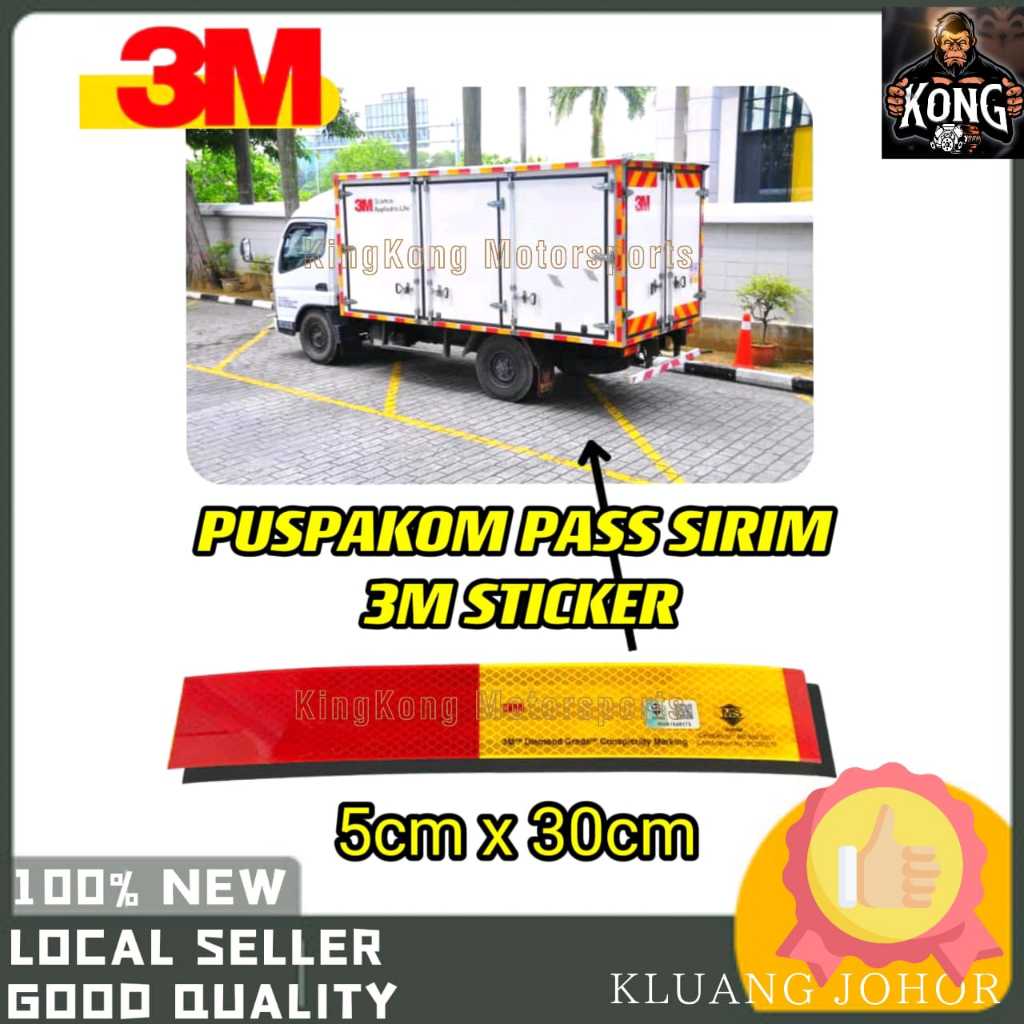 PUSPAKOM PASS SIRIM 3M DIAMOND GRADE SIDE MARKING REFLECTOR STICKER TYPE 5 J5 REFLECTIVE YELLOW ...