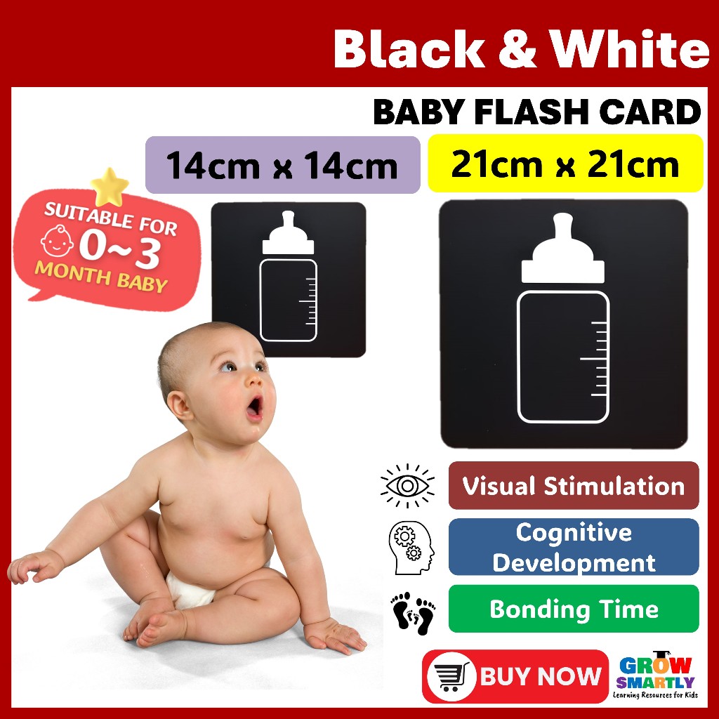 Baby Flash Card Big Flash Card for Baby Black White Card Newborn Toys 0 ...