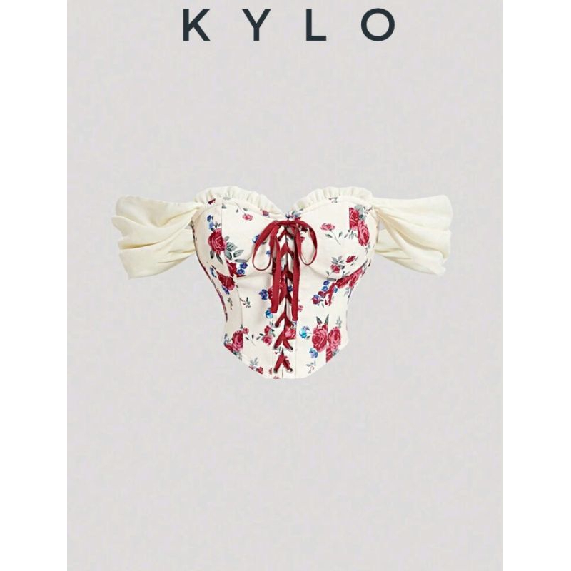 KYLO Princess Core Off Shoulder Floral Lace Y2K Aesthetic Women Top ...
