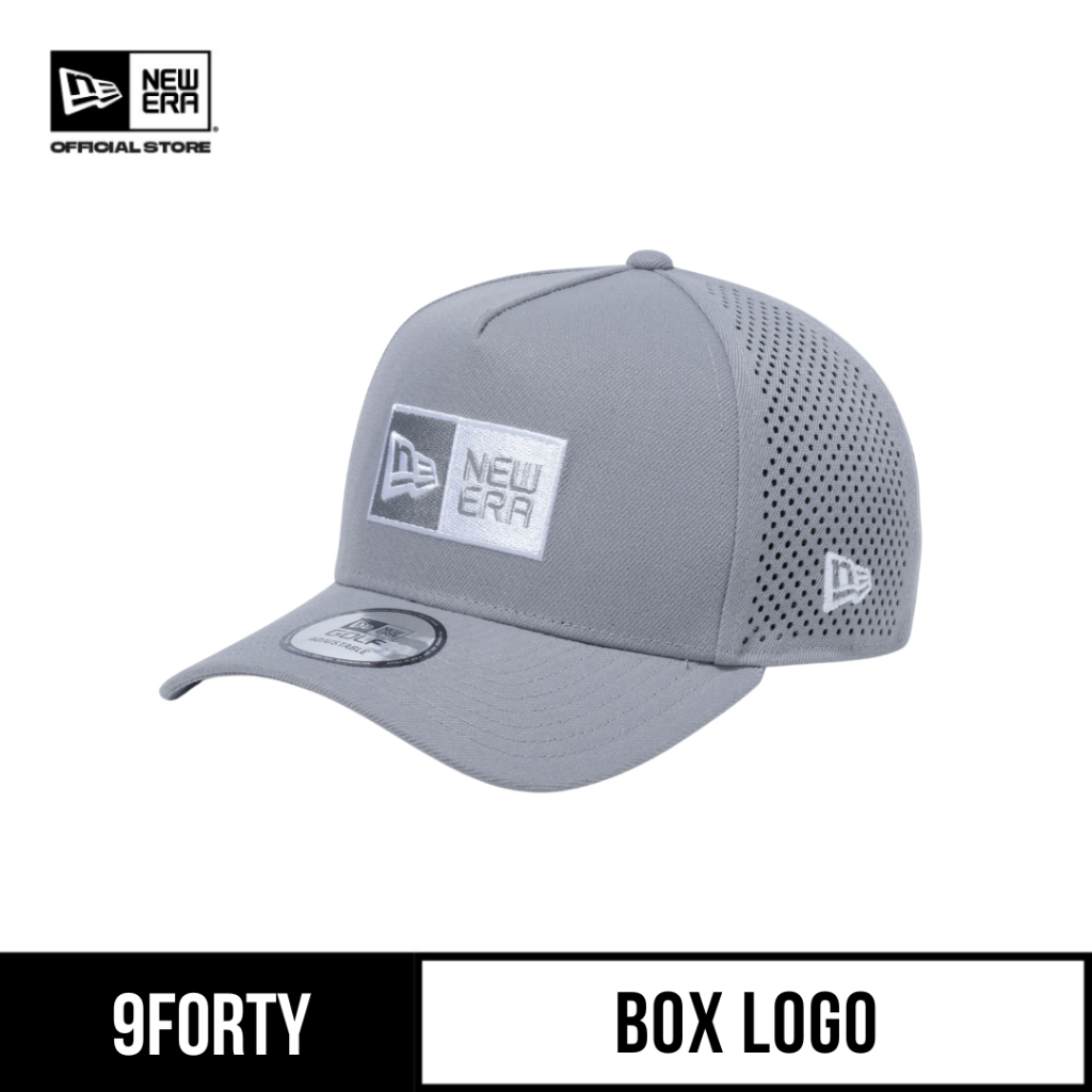 New Era 9FORTY A-Frame Laser Perforated Box Logo Gray Snapback Cap | Shopee Malaysia