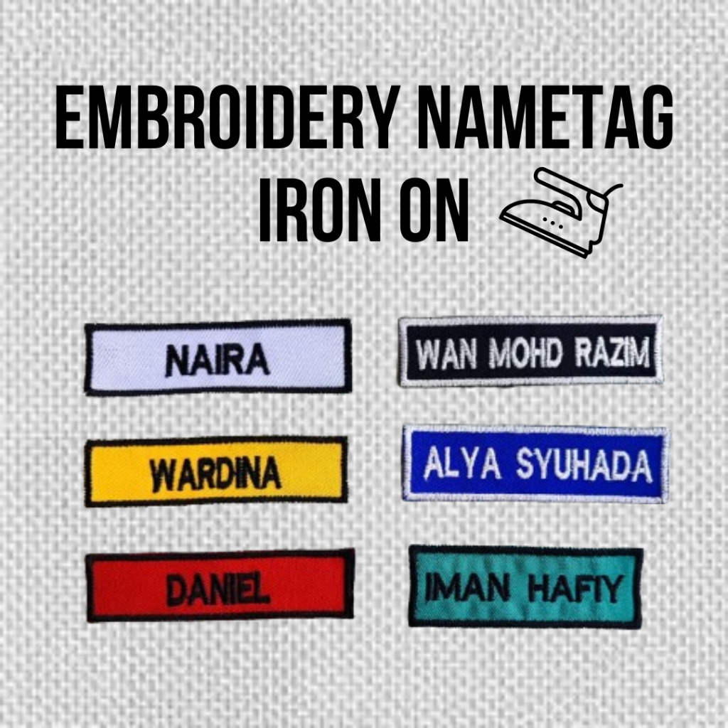 TANDA NAMA SULAM SEKOLAH ( IRON ON ) | EMBROIDERY NAMETAG (IRON ON ...