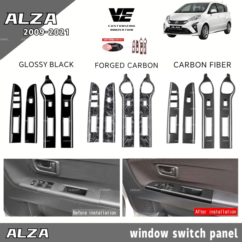 Vemart Perodua alza 2013-2021 car window switch panel frame cover ...