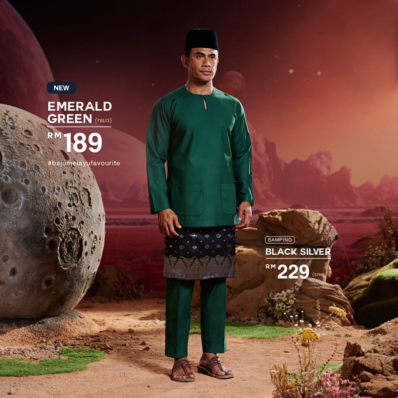 Baju Teluk Belanga Bulan Bintang RAYA 2024 : Emerald Green (TBL13 ...