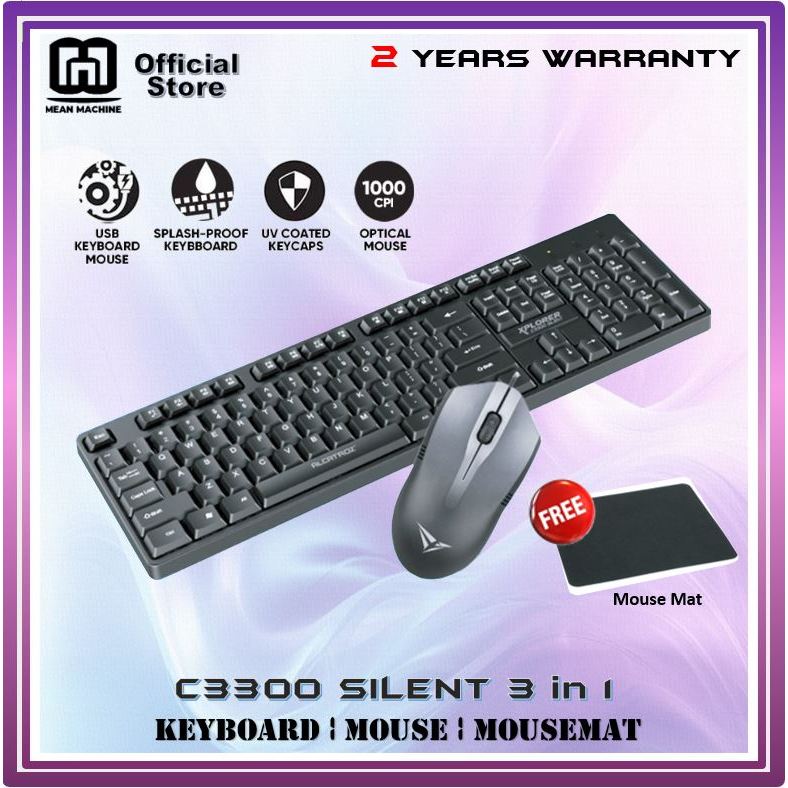 ALCATROZ XPLORER C3300 Silent 3 in1 Wired Keyboard Mouse Office Sets ...