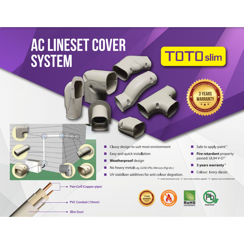 TOTO SLIM DUCT FITTINGS (75MM & 100MM) | Shopee Malaysia