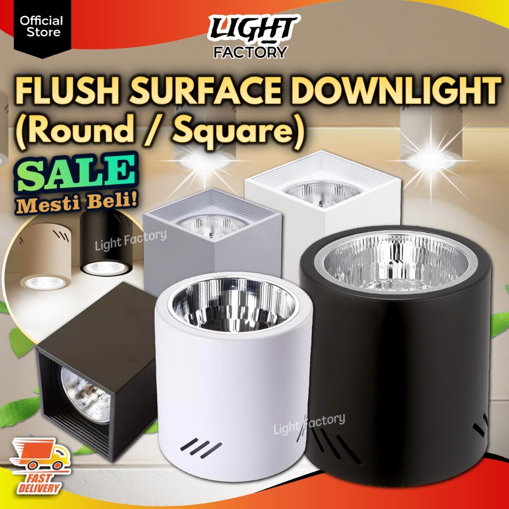Flush Surface Mounted Downlight 4" 6" 8" E27 Holder Milo Tin Light ...