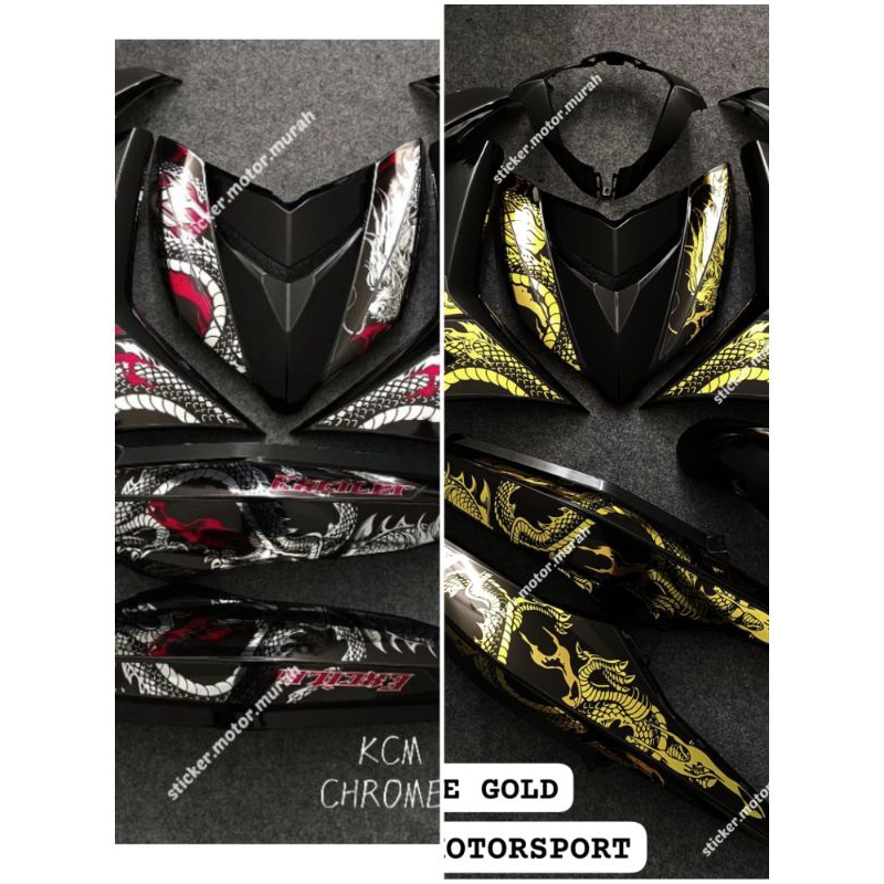 STICKER Y15 V1 V2 NAGA CHROME / STRIPE Y15 SILVER , GOLD DRAGON ...