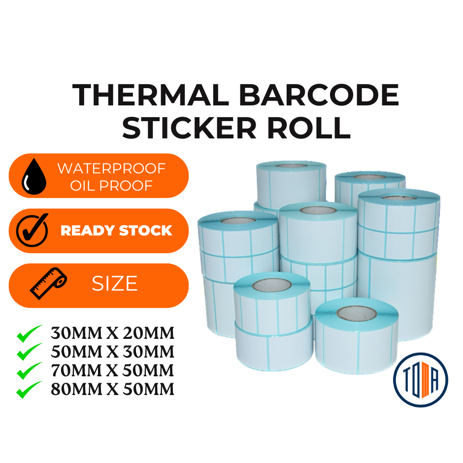 Thermal Sticker Paper Waterproof Label Sticker Barcode Roll | Shopee ...