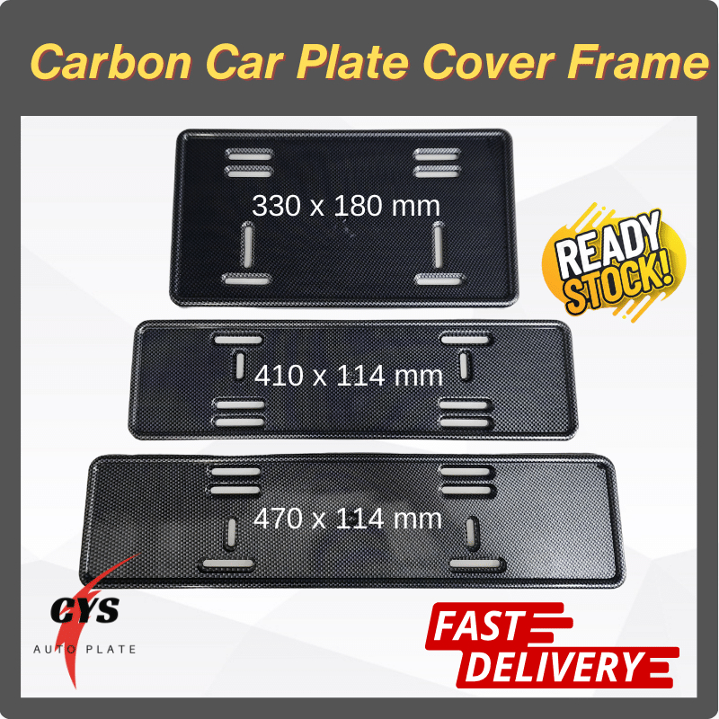 Carbon Chrome Car Plate Frame Cover | Bingkai Plat Nombor Gaya Karbon ...