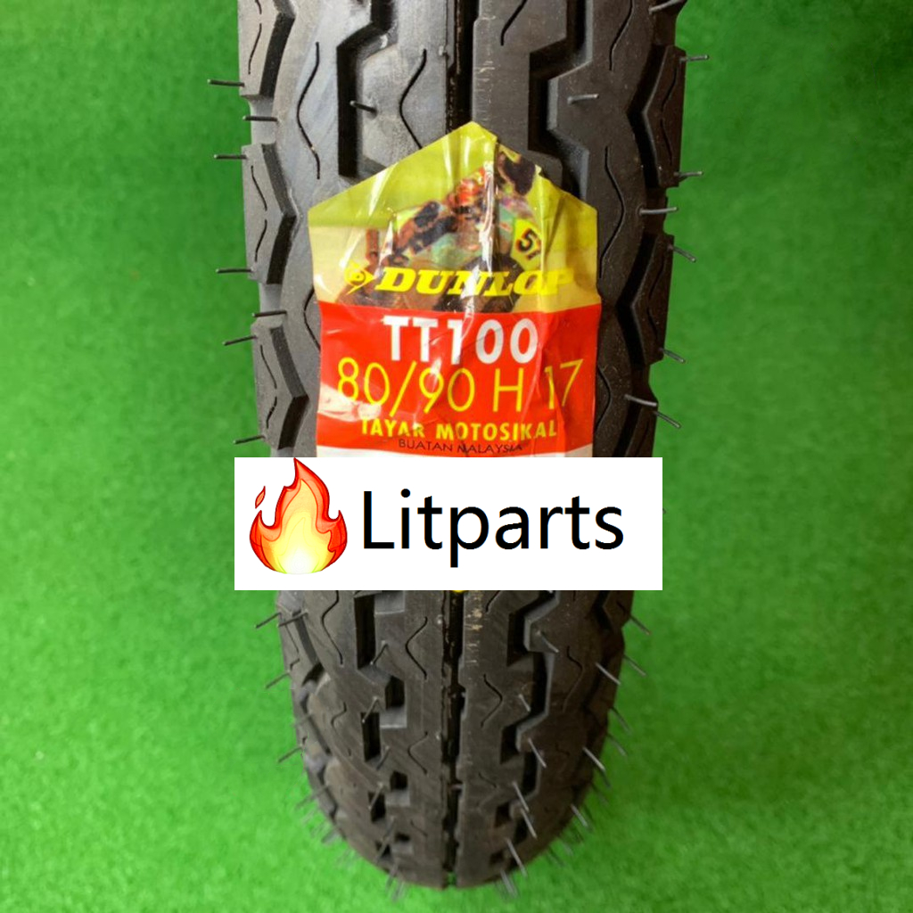 DUNLOP Tyre Tire Tayar TubeType Tube Type TT100 TT 100 ( 80/90-17 ...