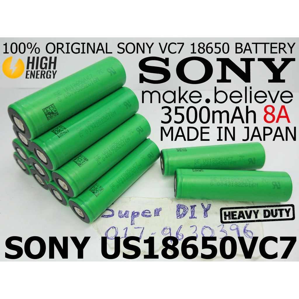 Sony 18650 VC7 3500mAh 3.7V 4.2V Rechargeable Li-ion High Energy power Battery UR18650VC7 MURATA ...