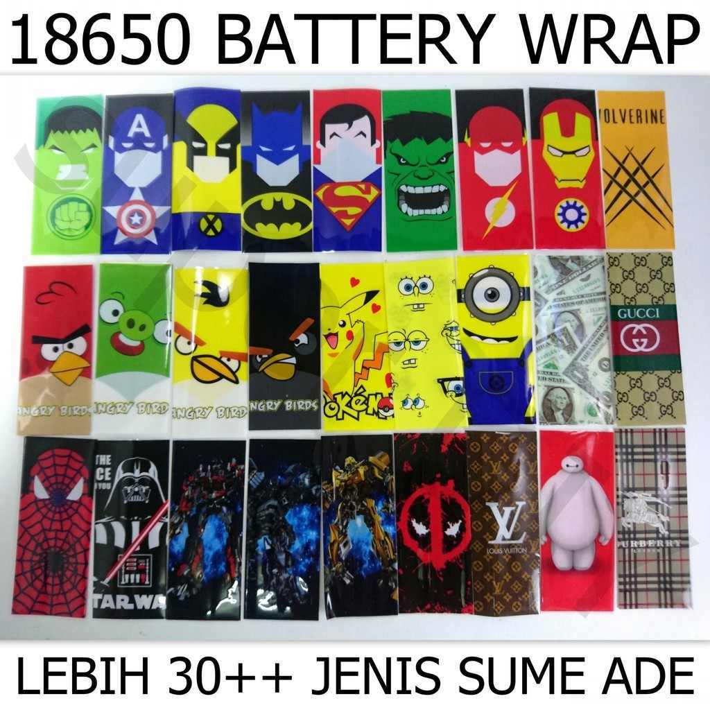 18650 Wrap pvc Battery Skin Heat Shrink AWT PANASONIC LG SONY SAMSUNG ...