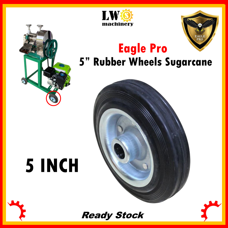 Eagle Pro 5'' (125MM) Heavy Duty Roda Tayar Mesin Tebu Black Rubber ...