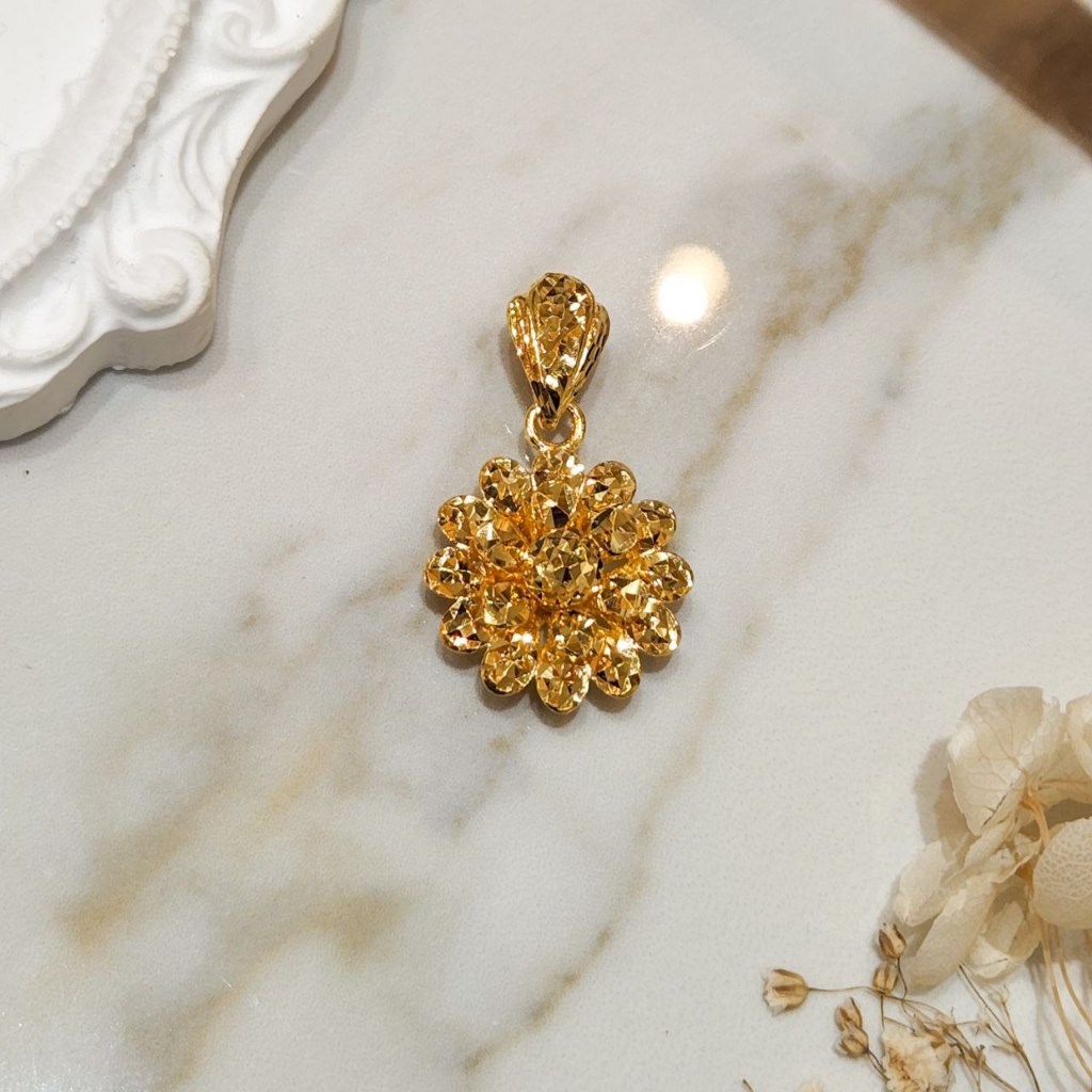 GD JEWELLERY - 916 GOLD PENDANT BUNGA KEKWA | 916 EMAS BUAH RANTAI ...