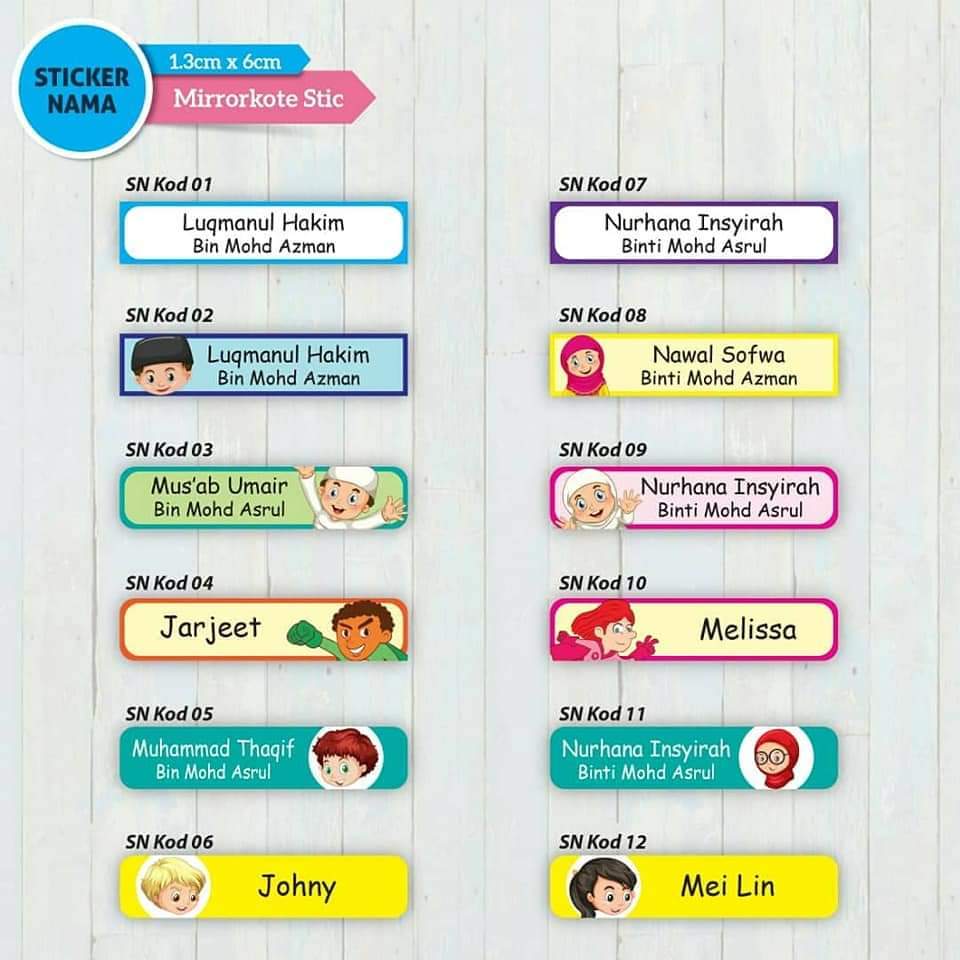 Sticker Nama Murid (Buku, Alat tulis sekolah) | Shopee Malaysia