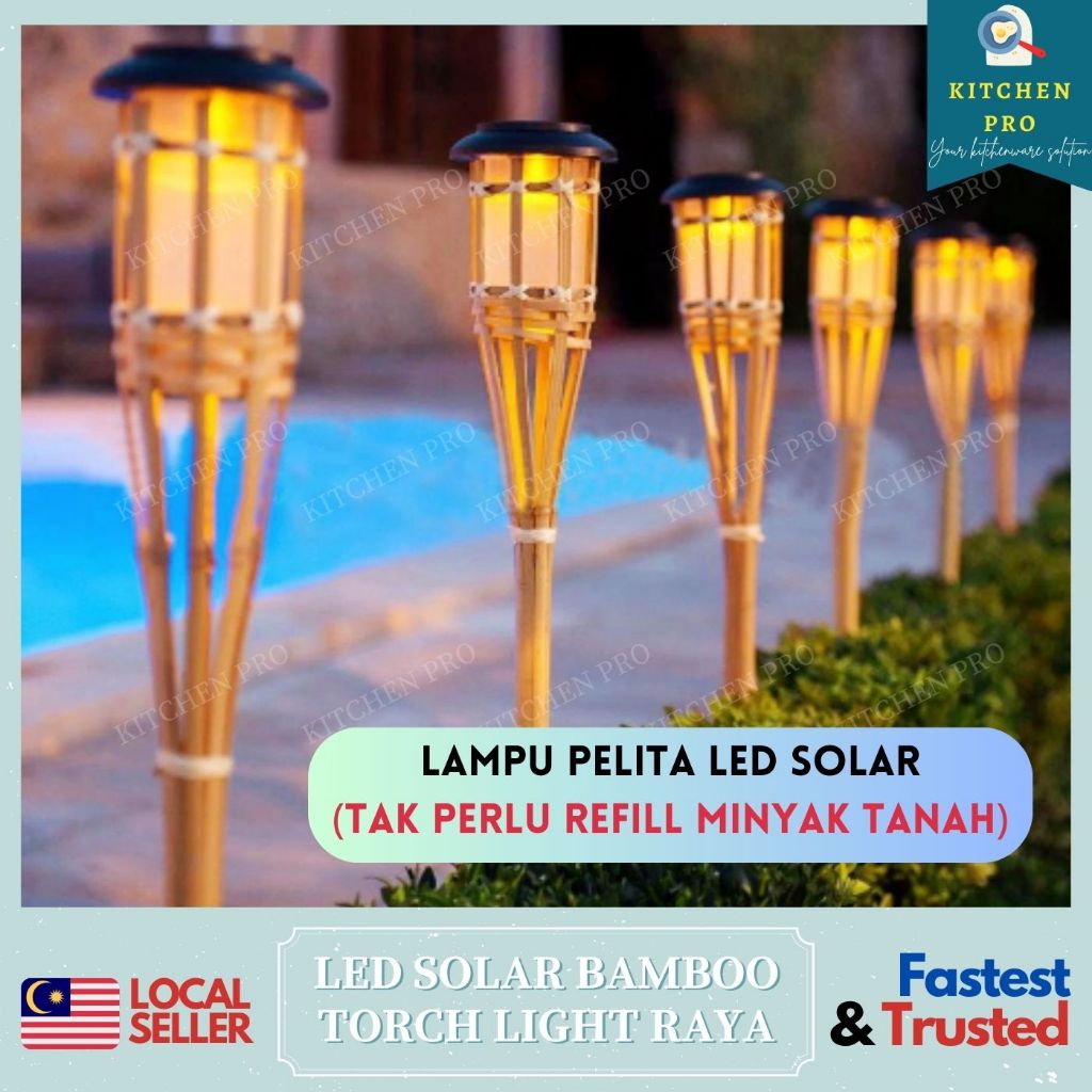 𝐊𝐈𝐓𝐂𝐇𝐄𝐍 𝐏𝐑𝐎 | Lampu Taman LED Buluh Asli Solar Luar Rumah Efek Api ...
