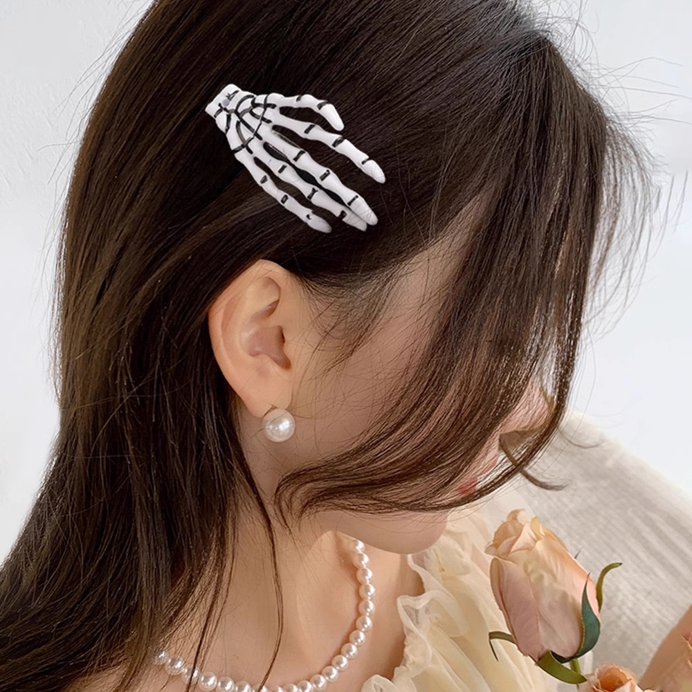 Halloween Skeleton Hand Bone Hair Clip Fingers Hairpin Zombie Skull ...