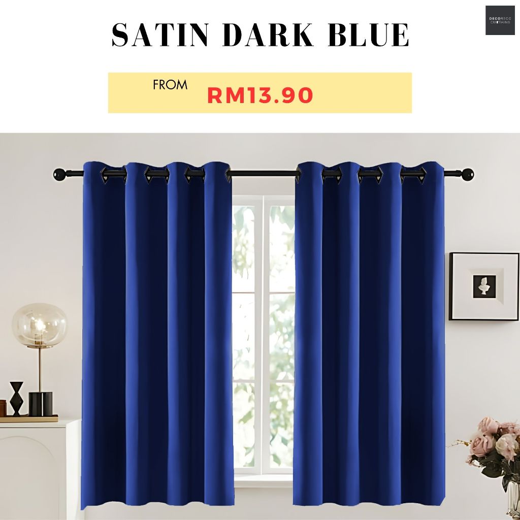 15.7 LTD| Langsir Warna Classic Dark Blue | Siap Jahit | Semi-Blackout ...