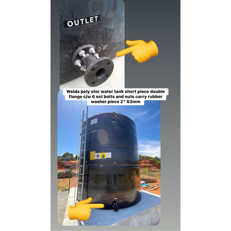 Weida poly stor water tank short piece double flange c/w 6 set bolts ...