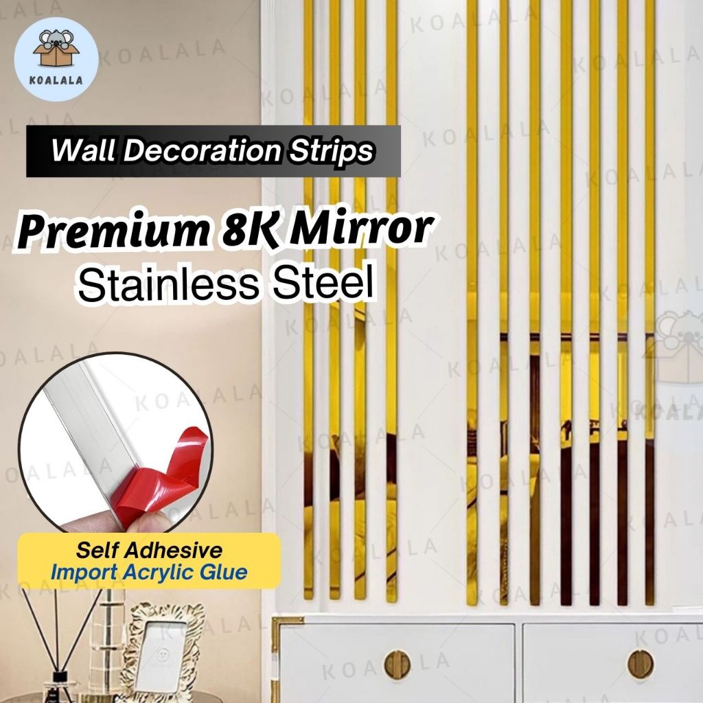 5 Meter Premium 8K Stainless Steel Decoration Strips Wall Sticker Gold ...