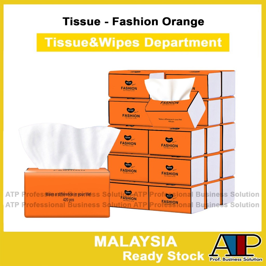 TITISU🧻 Fashion Orange Tissue Paper Soft Facial Tissue Paper Economy ...