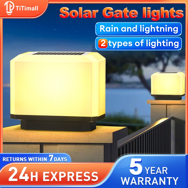 Solar Gate Lamp Waterproof Lampu Pagar Solar Gate Light Outdoor Pillar ...