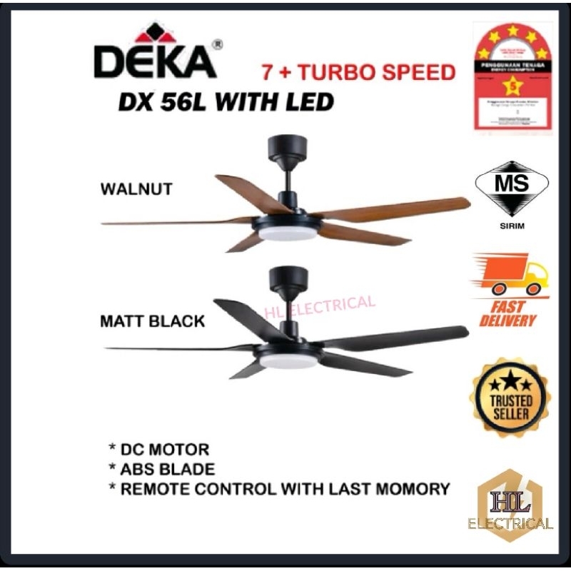 DEKA CEILING FAN DX 56L 5 BLADES REMOTE CONTROL 56" FAN DC MOTOR ABS ...