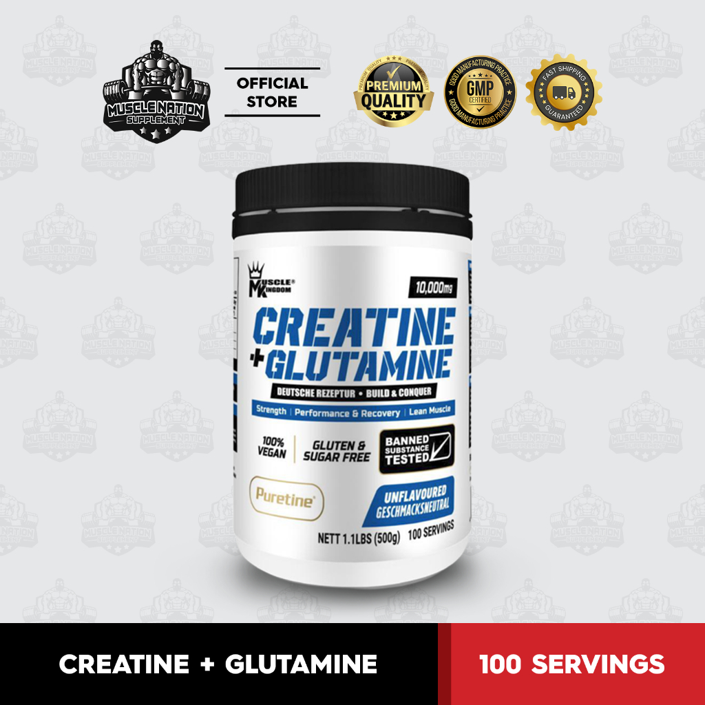 Muscle Kingdom Creatine Monohydrate + Glutamine 100servings + halal ...