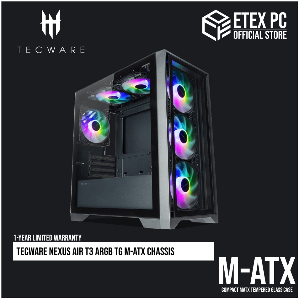Tecware Nexus Air T3 ARGB TG mATX Chassis # TWCA-NEXAT3-BKAR | Shopee ...