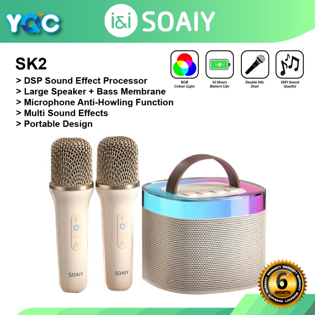 SOAIY SK2 wireless Bluetooth karaoke speaker small audio RGB color ...