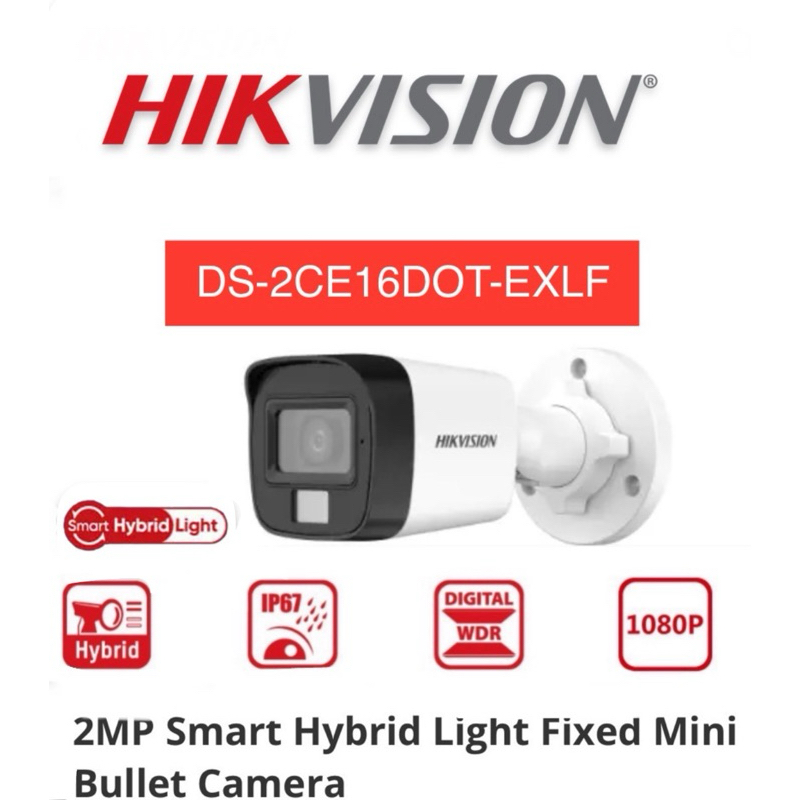 HIKVISION CCTV DS-2CE16D0T-EXLF 2MP Smart Hybrid Light Fixed Mini Bullet Camera. | Shopee Malaysia