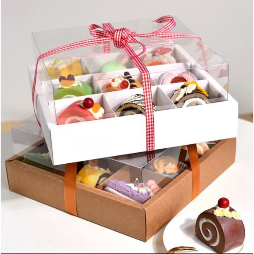 9 Grids Transparent Cake Boxes Mousse Pastry Cupcake Packaging Boxes ...