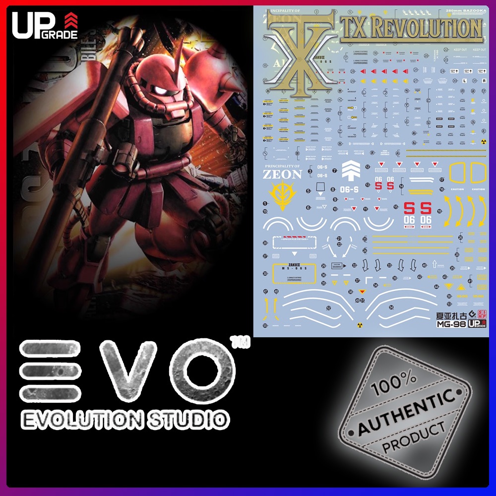 EVO STUDIO DECAL UPGRADE MG 1/100 MASTER CHAR'S ZAKU II EVO-MG98水贴 可用于万代 MG夏亚扎古 红有三 MS-06S CHAR ...
