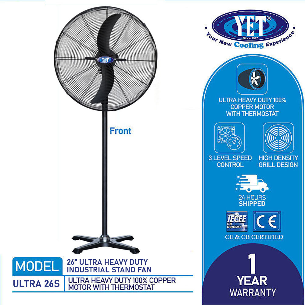 YET Ultra 26S 26" Heavy Duty Powerful Industrial Stand Fan 12300m3/h ...