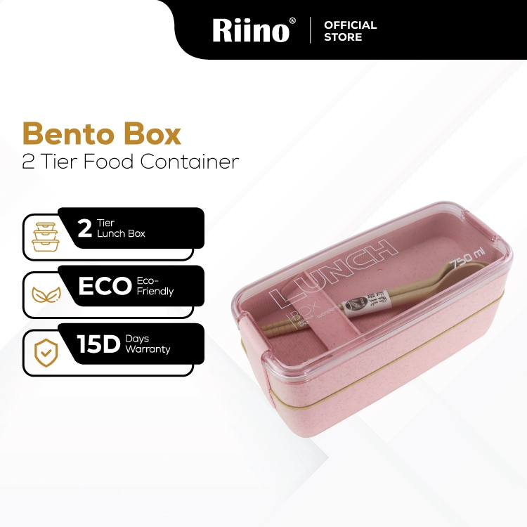 2 Tier Lunch Box Wheat Straw Bento Box Food Container - 2TLB#1 | Shopee ...