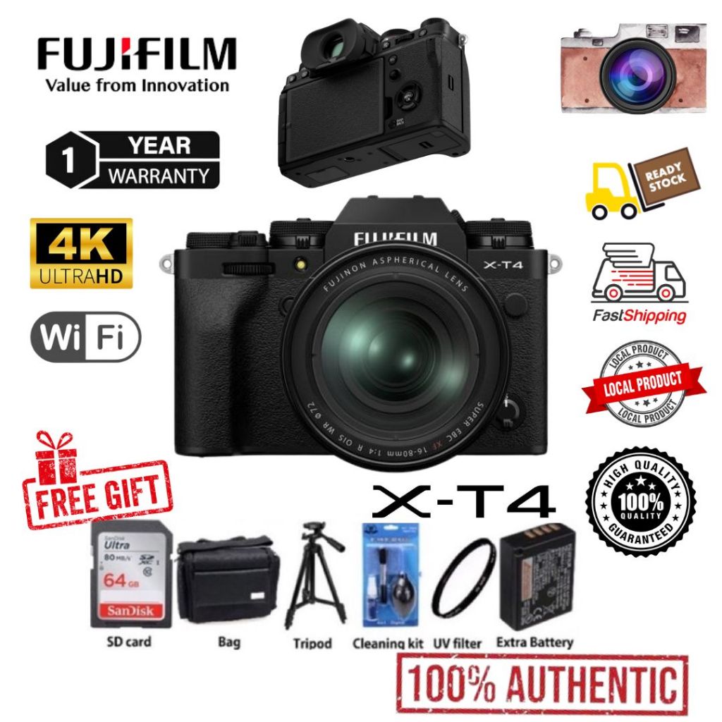 New Fujifilm X-T4 XT4 Mirrorless Digital Camera Original Fujifilm Body Only (1 Year Warranty ...