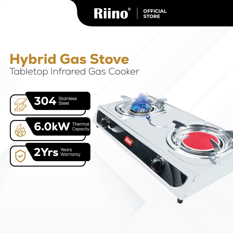 Riino Stainless Steel Hybrid Tabletop Infrared & Gas Cooker SS1039 ...