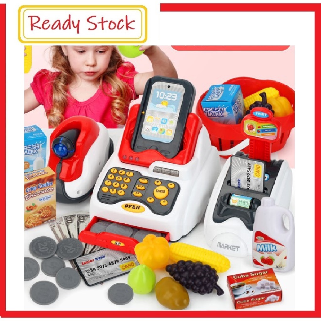 Simulated Cash Register Supermarket Cashier Toy Play Set For Kid ...