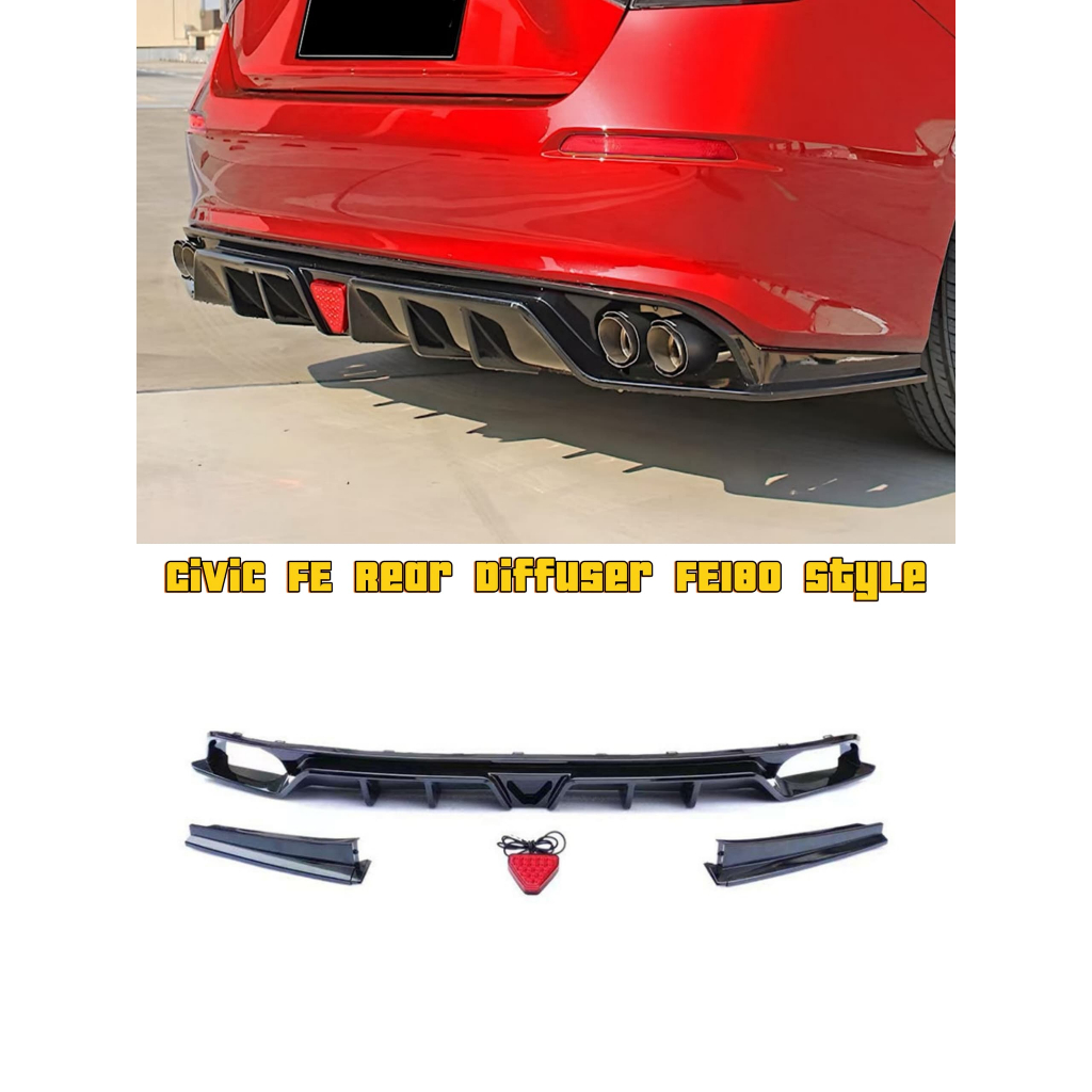 Honda Civic FE Rear Diffuser FE180 With LED Light Ready Stock | Shopee ...