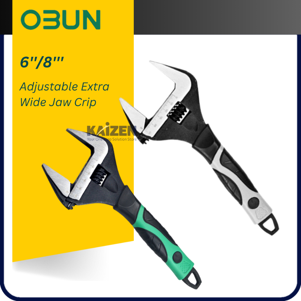 OBUN 6" /8" Adjustable Extra Wide Jaw With Rubber Handle Crip Large ...