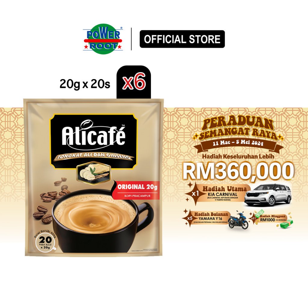 Alicafe Tongkat Ali & Ginseng Original (20g x 20 Sachets/6 Packs ...