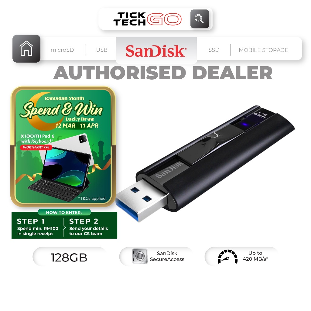 SanDisk Extreme PRO (128GB/256GB) CZ880 USB 3.1 420MB/s Solid State ...