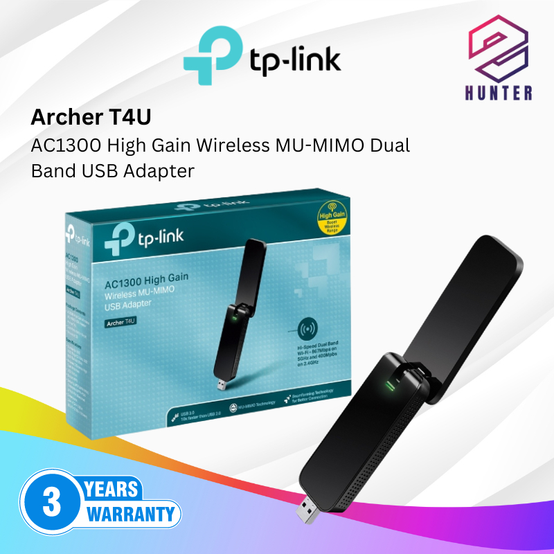 TP-Link Archer T4U AC1300 High Gain Wireless MU-MIMO Dual Band USB ...