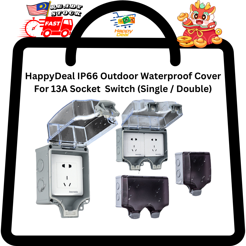 HappyDeal IP66 Outdoor Waterproof Cover For 13A Socket Switch Single ...