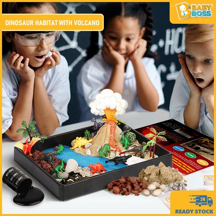 BabyBoss Dinosaur Habitat with Dinosaur & Volcano Science Kit Eruption ...