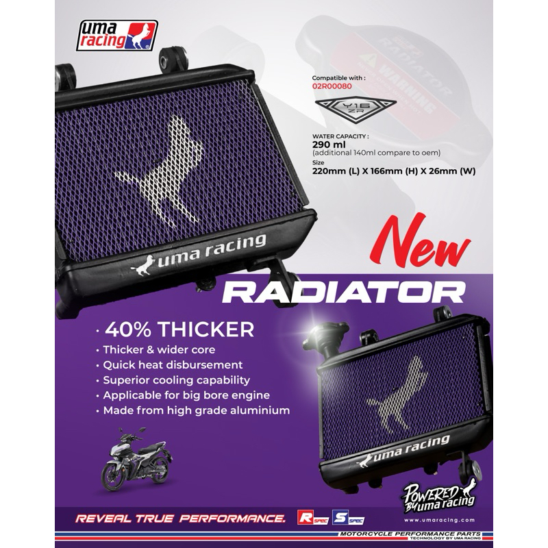 UMA RACING 100% ORIGINAL Y16 Y16ZR BIG RADIATOR RACING (EXTRA BIG 40% ...