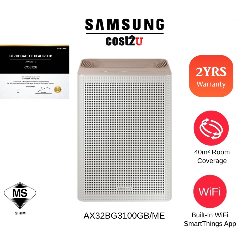 Samsung (40m²/51 dBA) Smart Air Purifier AX3100 | AX32BG3100GB/ME (Air ...