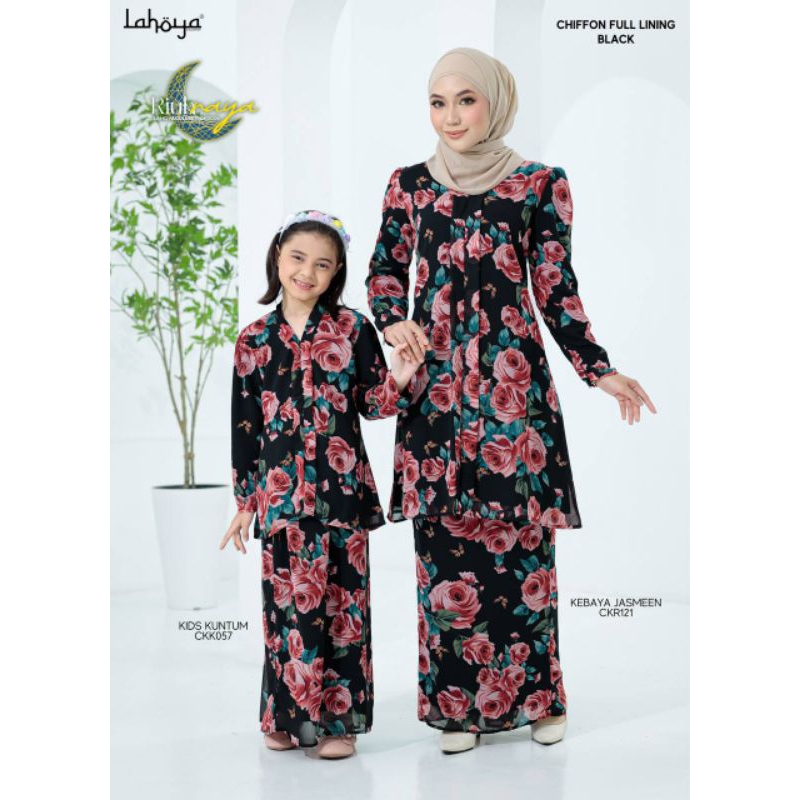 (LAHOYA) Baju Kurung Riau Kebaya Heavy Chiffon Ibu dan Anak Sedondon ...